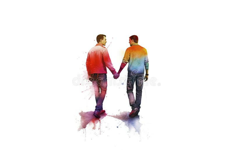 Drawing of Gay Couple Isolated on White Background. Generated by AI ...