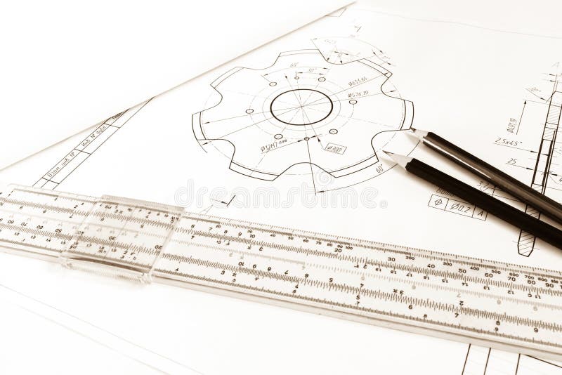 Drawing gear stock photo. Image of paper, engineer, pencil - 40399494