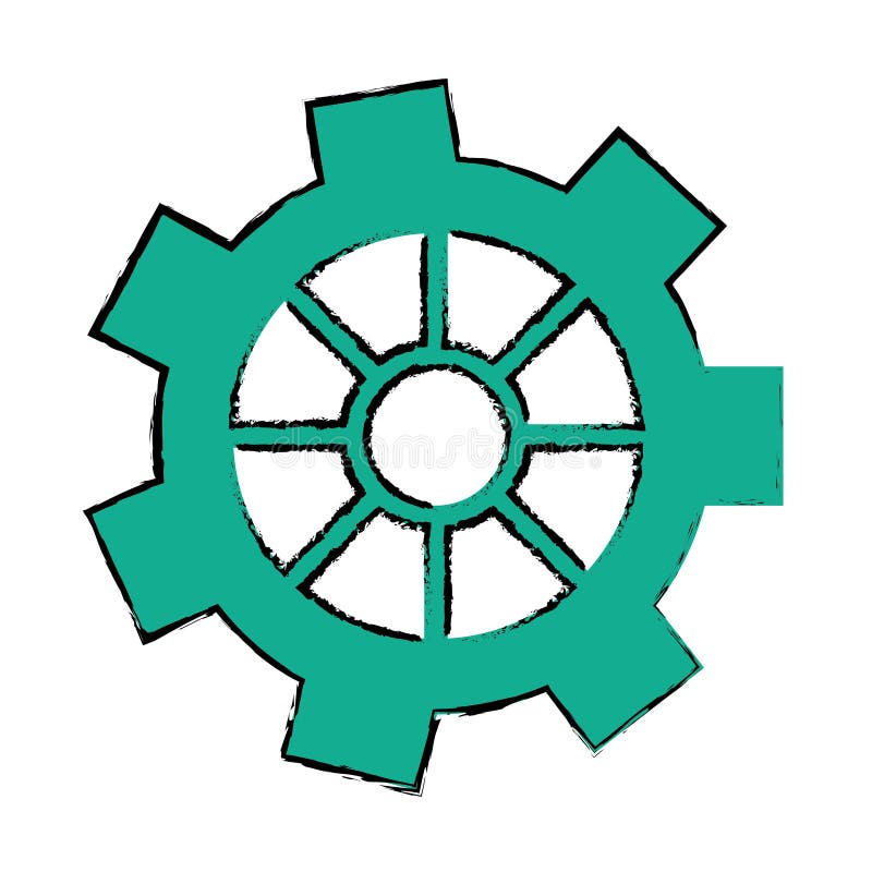 Drawing Gear Wheel Engine Cog Icon Stock Vector - Illustration of ...