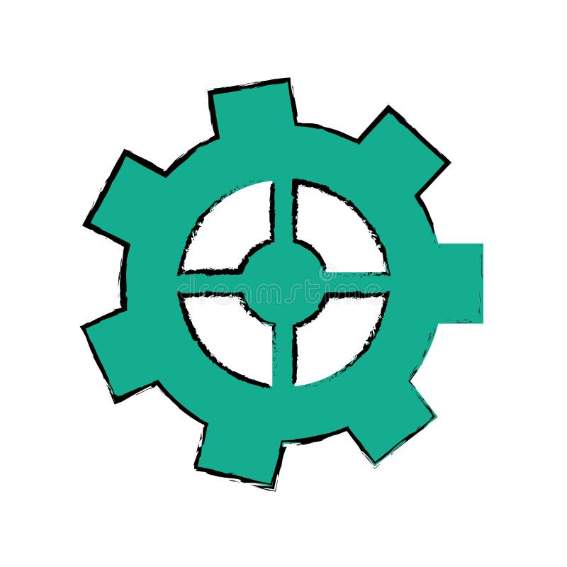 Drawing Gear Wheel Engine Cog Icon Stock Vector - Illustration of ...
