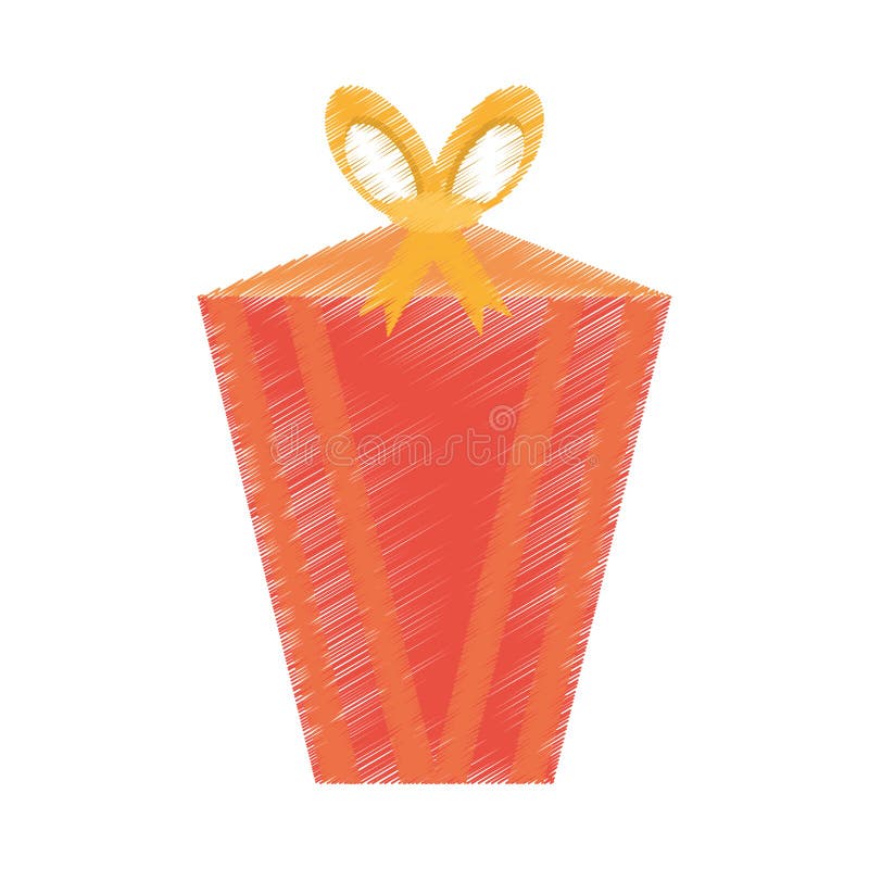 Drawing Gift Box Decorative Yellow Bow Stock Illustration ...