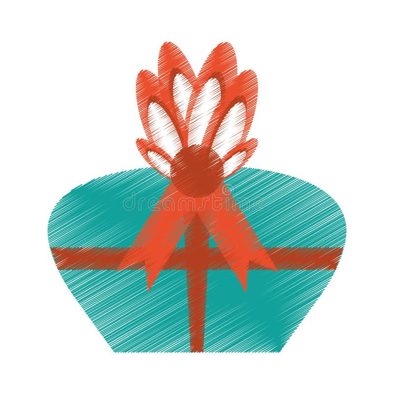 Drawing Gift Box Red Bow Surprise Stock Illustration - Illustration of ...