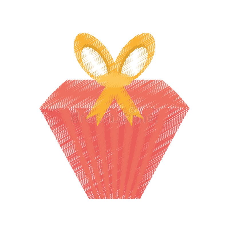 Drawing Gift Box Red Stripes Present Festive Decoration Stock ...