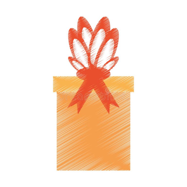 Drawing Gift Box Ribbon Present Stock Illustration - Illustration of ...