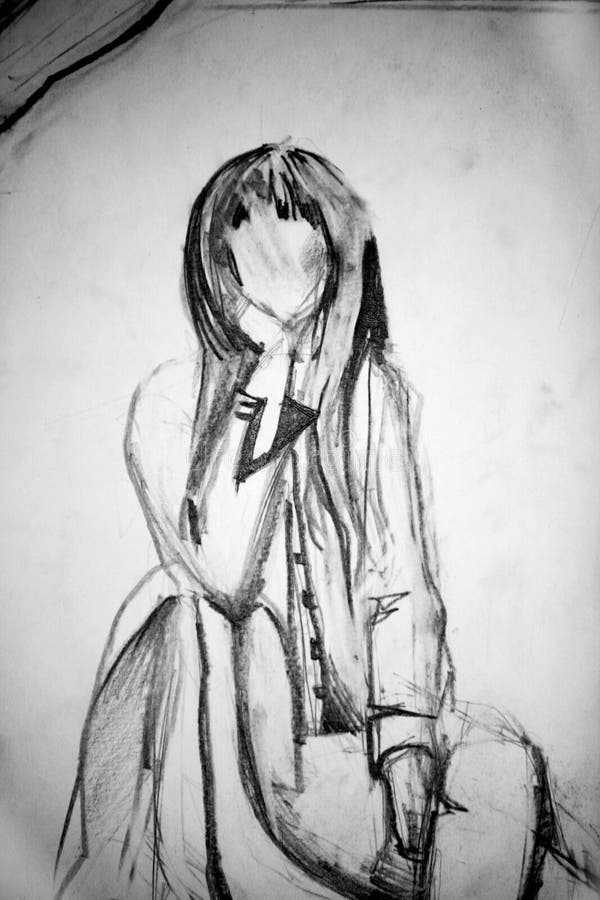 Drawing Girls stock illustration. Illustration of gray - 13083596