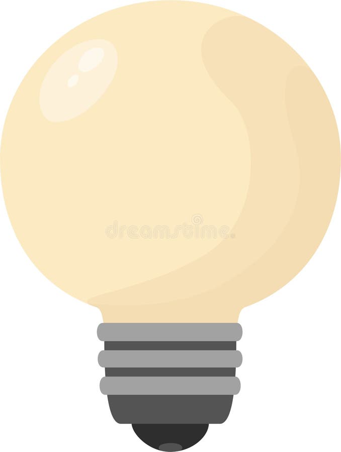 Drawing of a Glass Bulb. Electric Lamp. Turned on Glowing Light Bulb ...