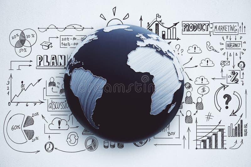 Drawing Global Business Plan Stock Illustration - Illustration of ...