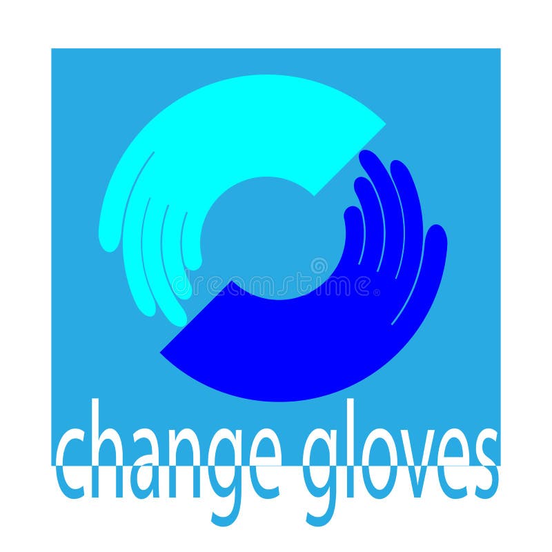 Drawing Gloves in a Circle Light and Dark Blue Text Change Gloves Stock ...