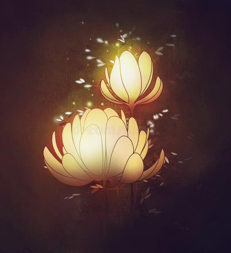 Magic flowers stock illustration. Illustration of head - 70978455