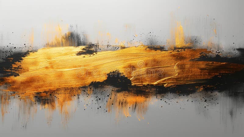 Drawing Gold Brush Strokes on a Gray Background, Handmade Modern ...