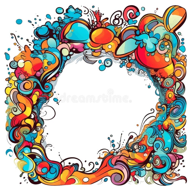 Drawing Graffiti Style Colorful Artistic Paint Frame Border Pattern ...