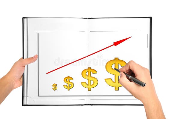 Drawing graph of growth stock image. Image of notebook - 31426253
