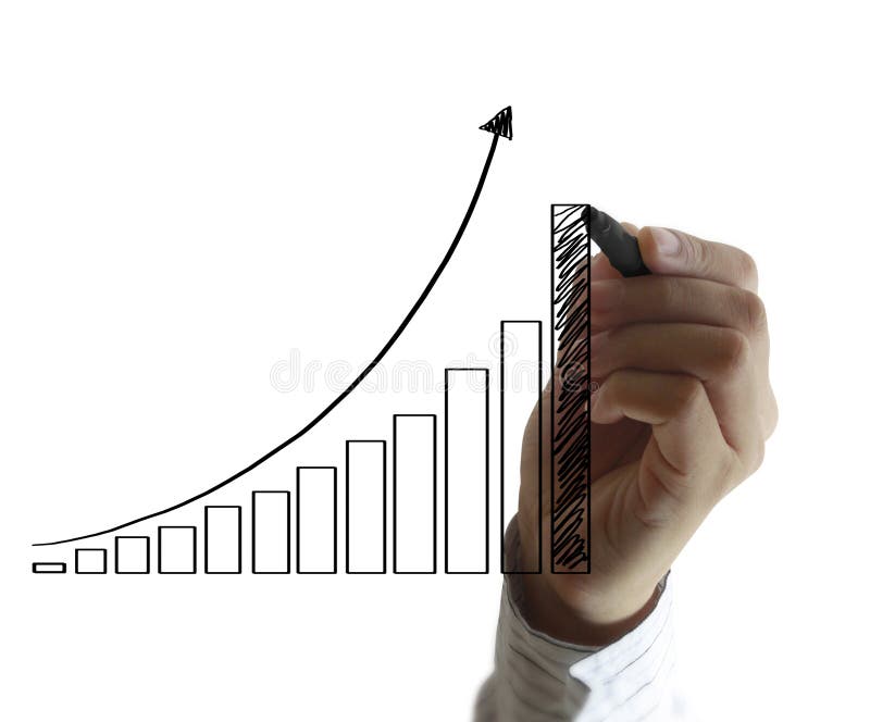 Drawing Graphics a Growing Graph Stock Image - Image of earnings, male ...