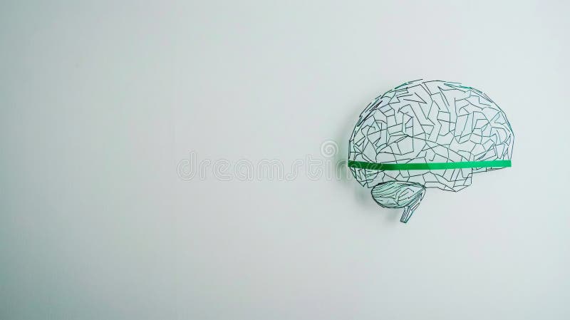 A Drawing of the Green Brain, Copy Space Stock Photo - Image of ...