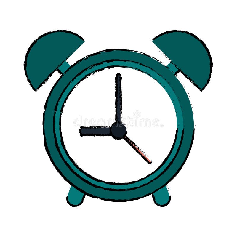 Drawing Green Clock Time Watch Alarm Stock Vector - Illustration of ...