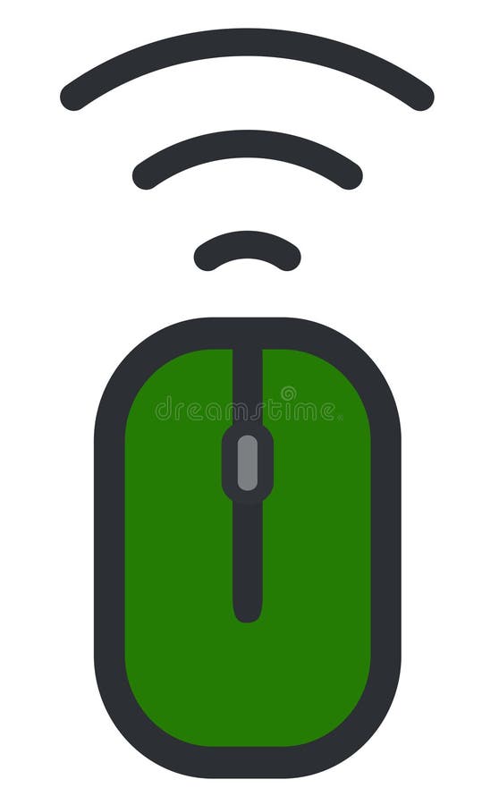 The Drawing of a Green Computer Mouse, a Small Hardware Input Device ...