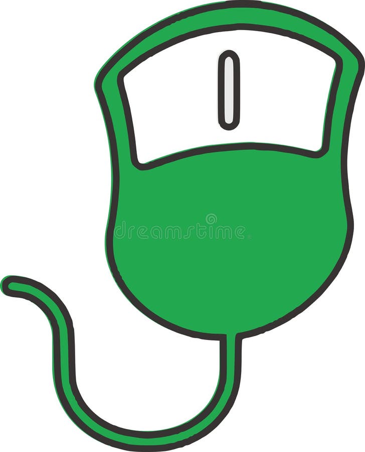 The Drawing of a Green Computer Mouse, a Small Hardware Input Device ...