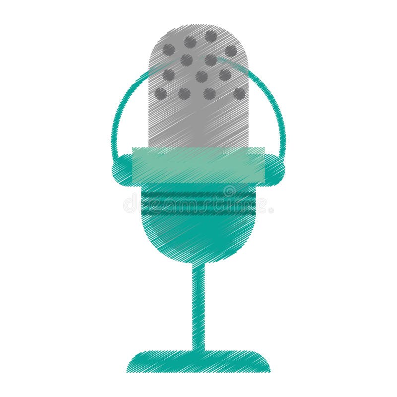 Drawing Green Microphone Vintage Communication Audio Stock Vector ...