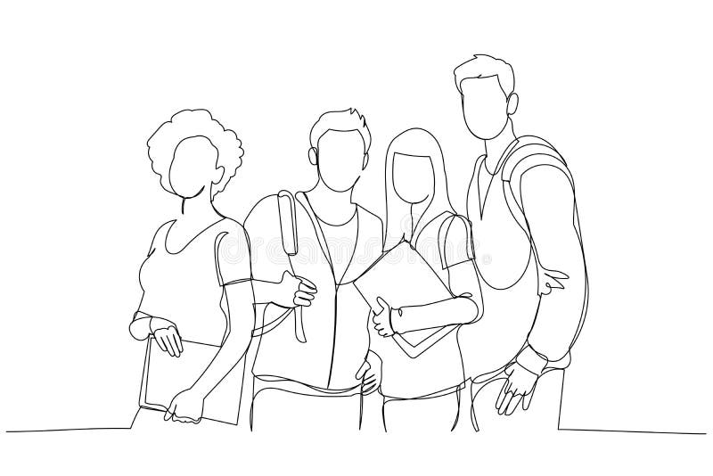 One Line Drawing Students Stock Illustrations – 233 One Line Drawing ...