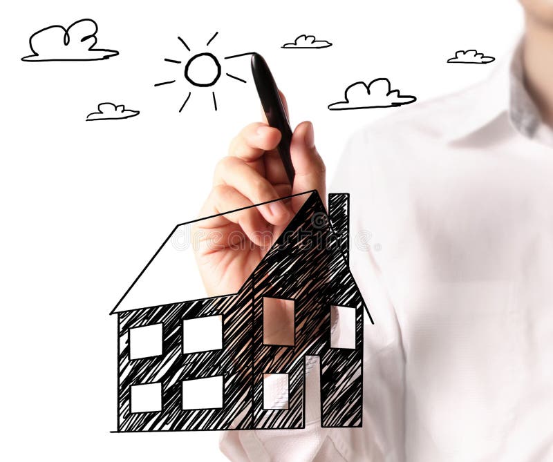 Drawing a Growing Real Estate Chart Stock Photo - Image of home, estate ...