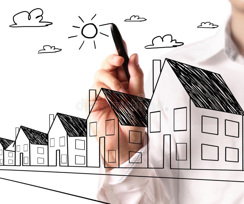 Drawing a Growing Real Estate Chart Stock Image - Image of consultant ...