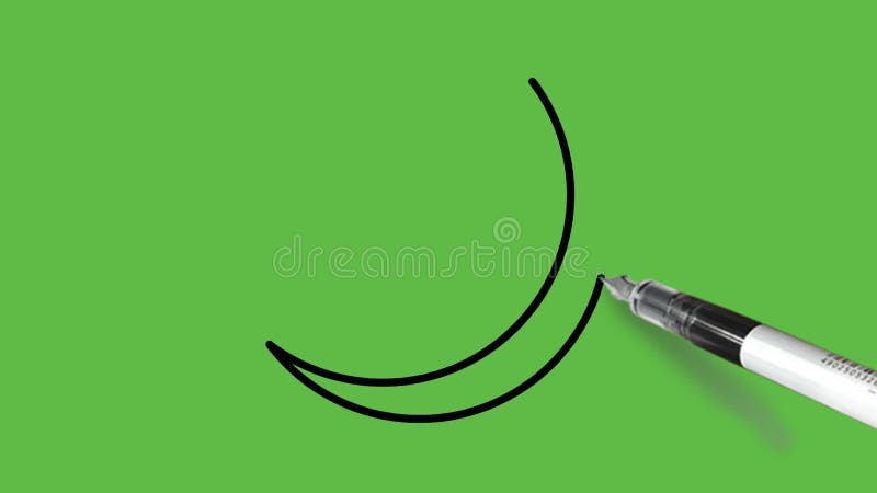 Drawing Half Moon with Star in Blue Colour Combination with Black ...