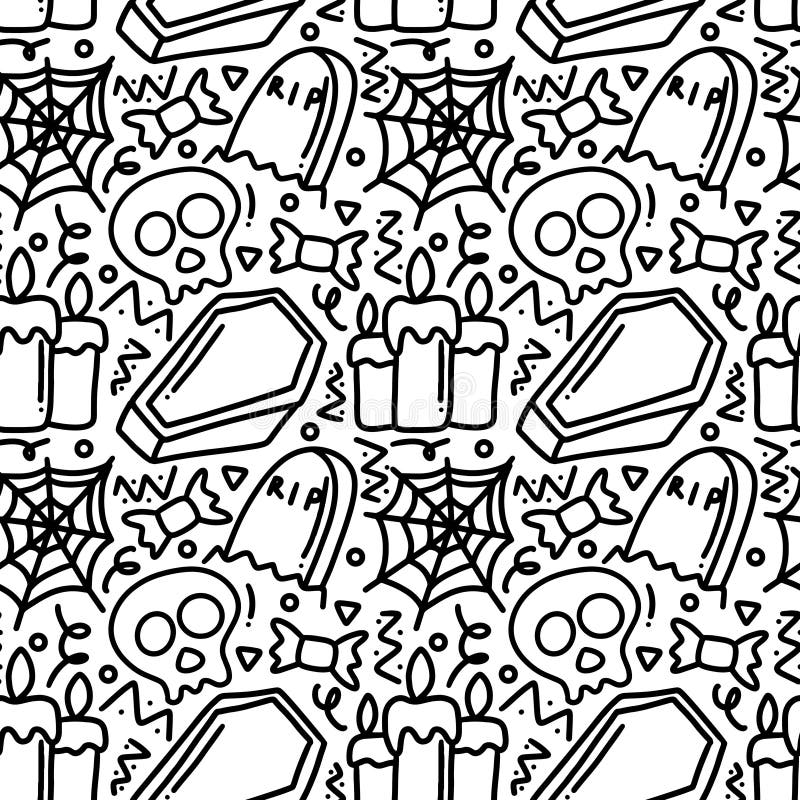 Drawing of Hand Drawn Halloween Stock Vector - Illustration of candy ...