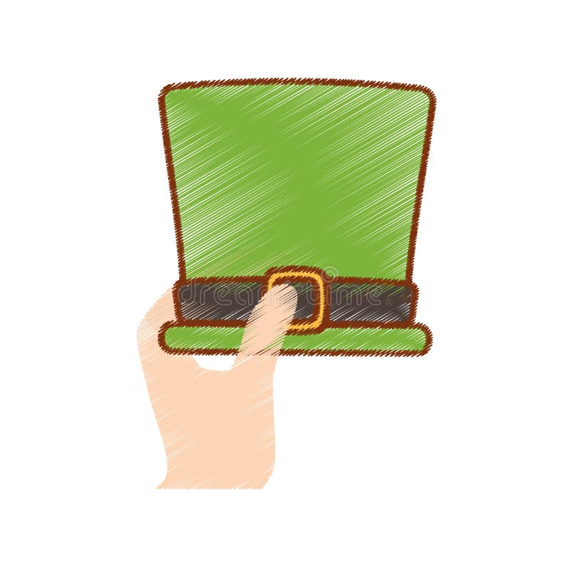 Drawing Hand Holding Saint Patrick Day Hat Stock Illustration ...