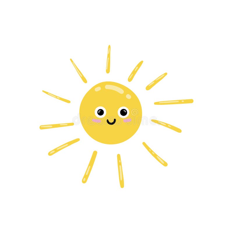 Drawing of Happy Smiling Sun. Stock Vector - Illustration of morning ...