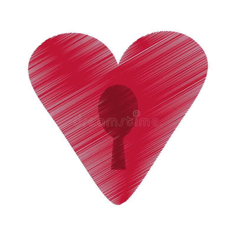 Drawing Heart Padlock Keyhole Valentine Stock Illustration ...