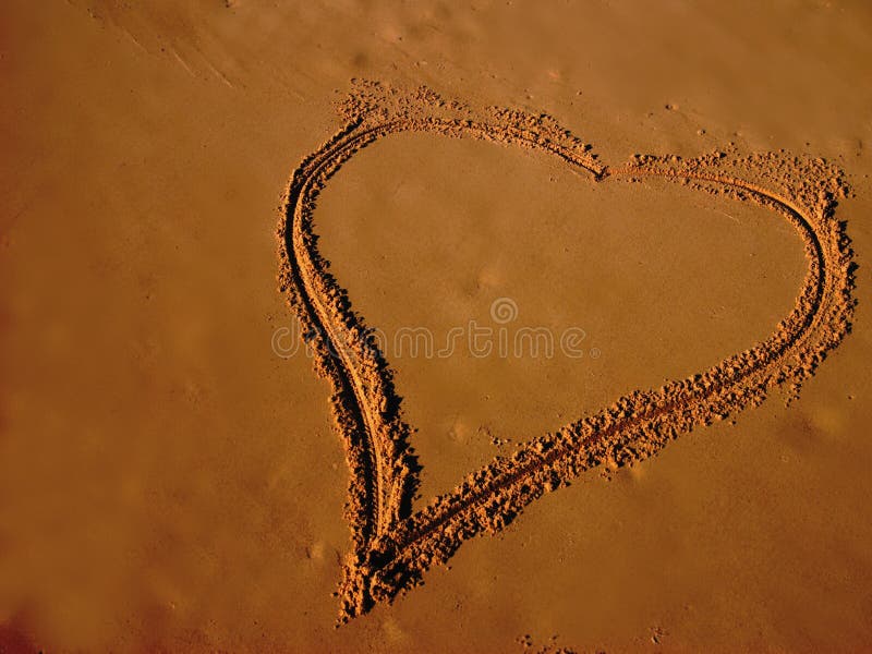 Drawing of a Heart on Sandy Be Stock Image - Image of togetherness ...
