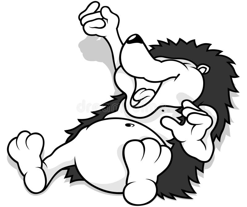 Drawing of a Hedgehog Rolling on the Ground with Laughing Stock Vector ...