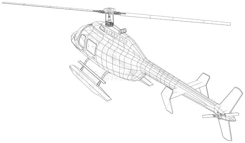 Drawing of Helicopter, Vector Wireframe Concept. Created Illustration ...
