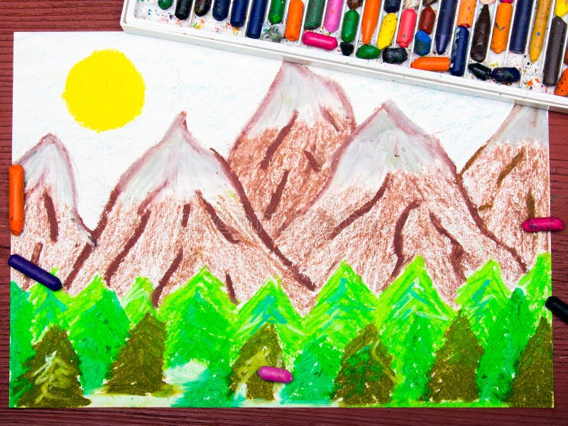 Crayon is a Mountain River, Cascading Waterfalls Flowing through the ...