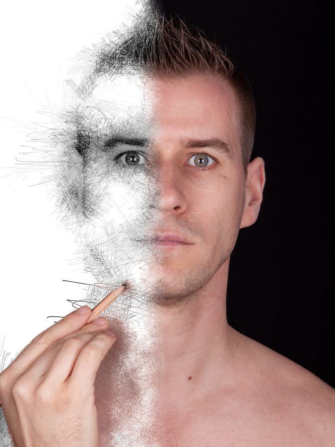 Drawing himself concept stock image. Image of white, pencil - 92285365