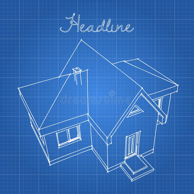 Drawing of the Home on a Blue Background. Stock Illustration ...