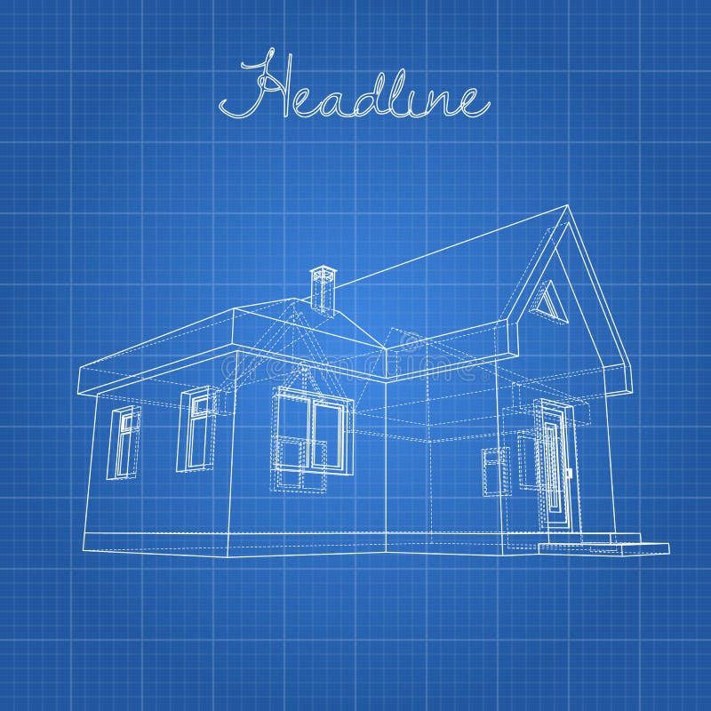 Drawing of the Home on a Blue Background. Stock Illustration ...