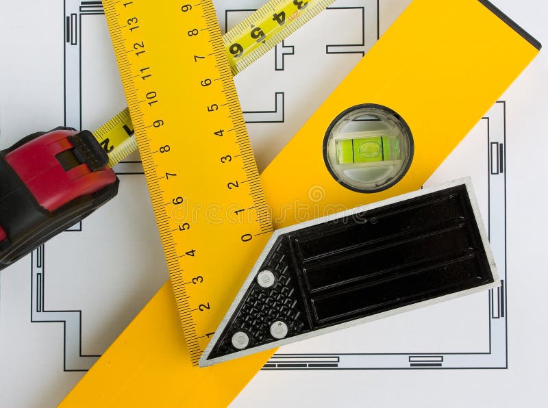 Drawing at Home with Construction Tools Stock Image - Image of idea ...