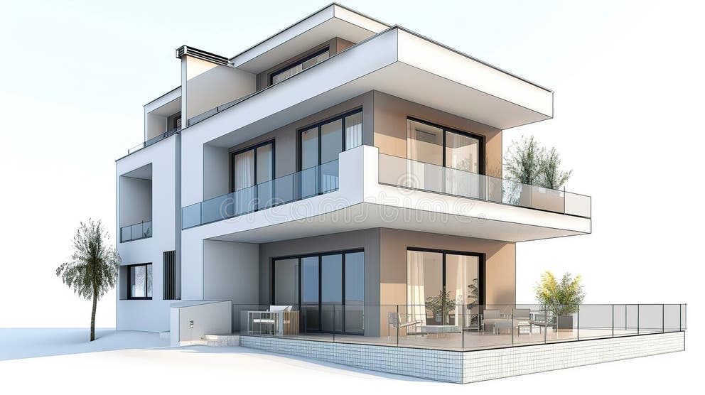 Drawing of a House.Engineering Design of Architecture.generative Ai ...