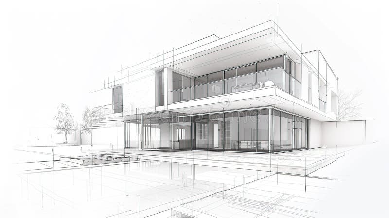 Drawing of a House.Engineering Design of Architecture.generative Ai ...