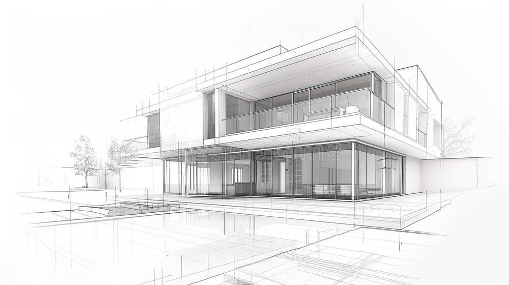 Drawing of a House.Engineering Design of Architecture.generative Ai ...