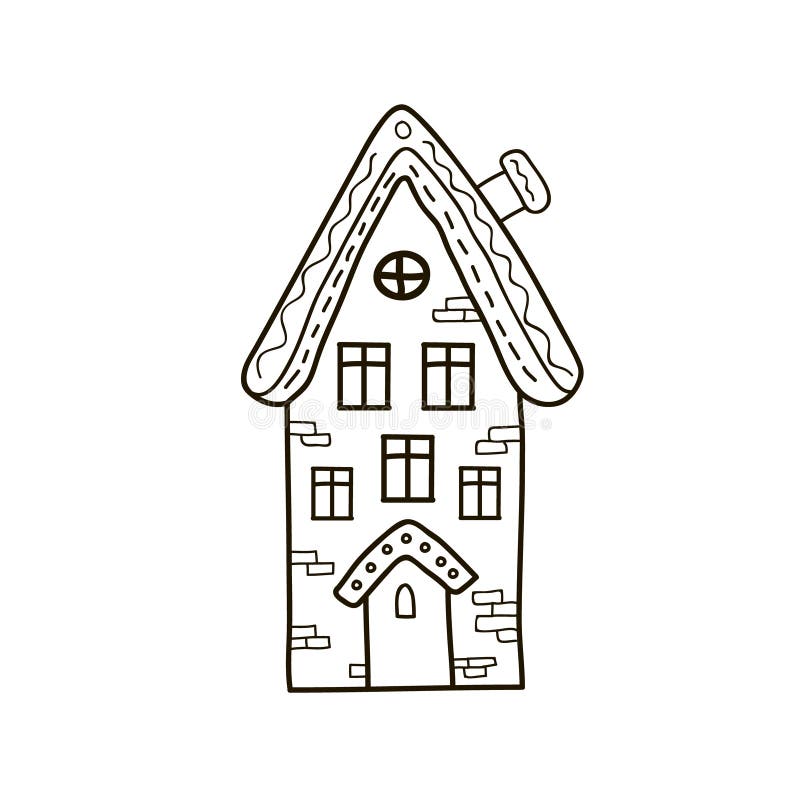 Drawing Gingerbread House Line Stock Illustrations – 245 Drawing ...