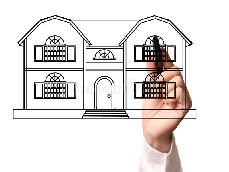 Drawing a house model stock illustration. Illustration of estate - 56005676