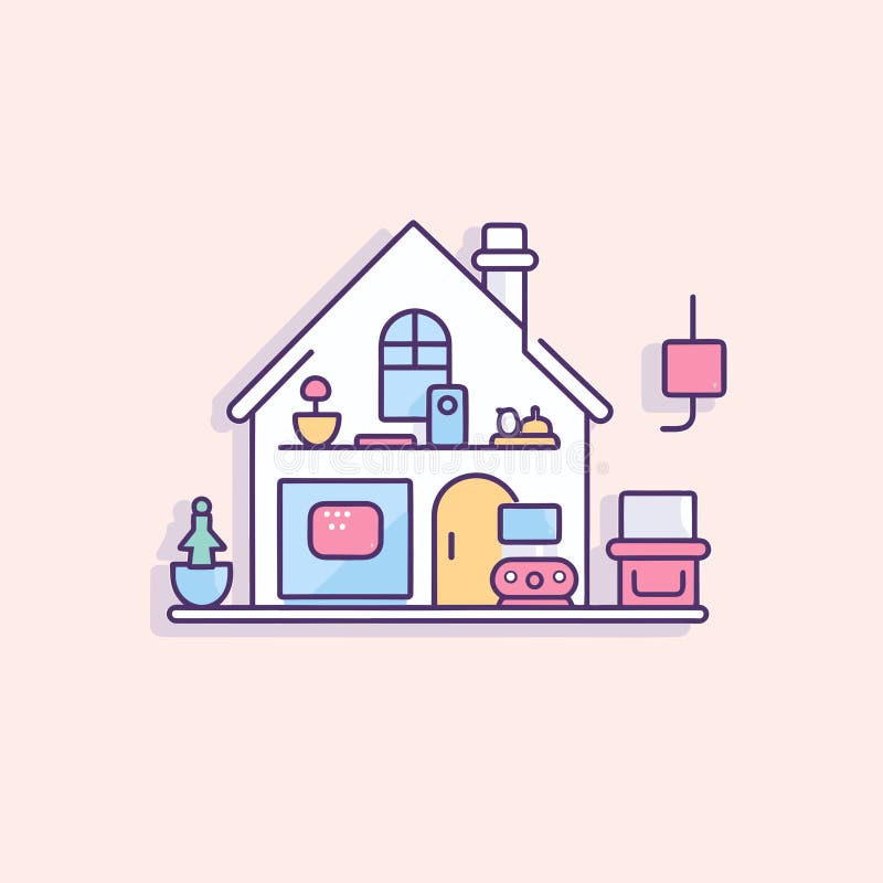 Vector of a Cute House with a Pig in the Front Yard Stock Vector ...