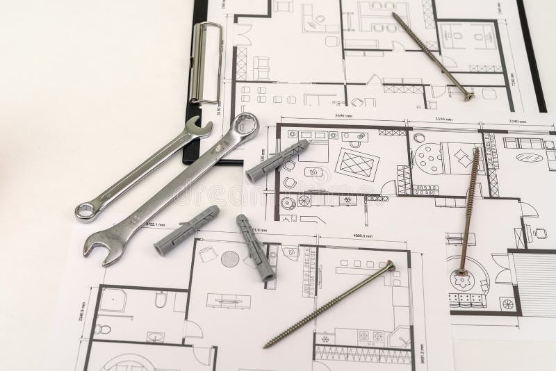 Drawing House Plan with Drawing Instruments Stock Image - Image of ...