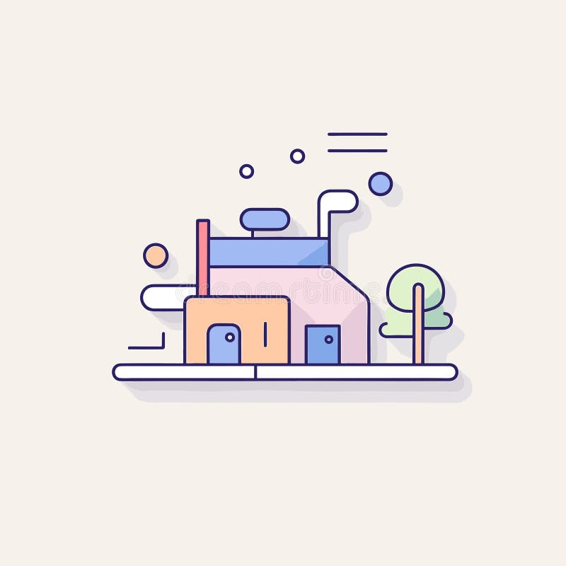 Vector a Minimalist Line Drawing of a House on a Plate Stock Vector ...