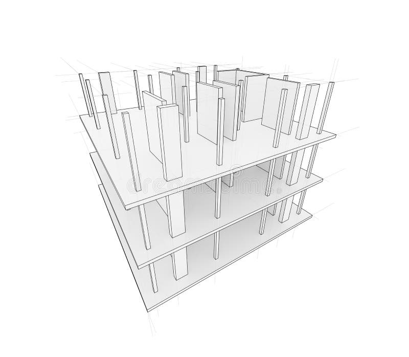Drawing of a House Under Construction Stock Illustration - Illustration ...