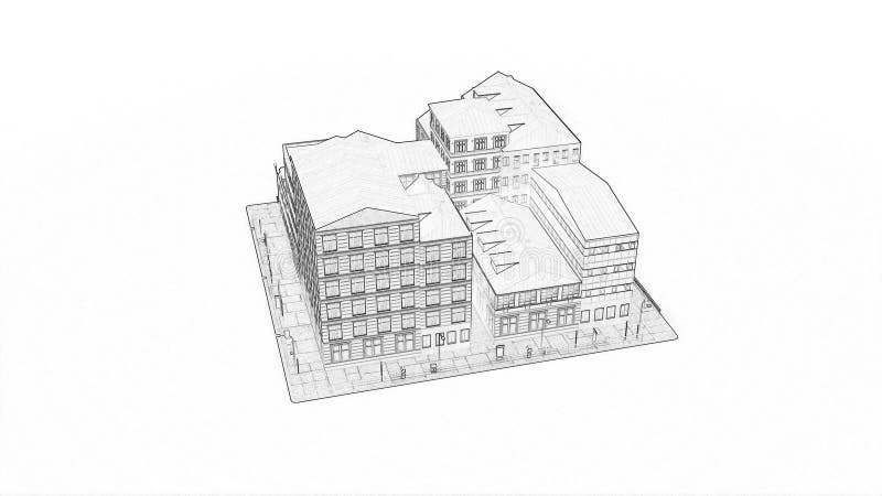 Drawing of the Houses of the Block Move 3d Render Stock Illustration ...