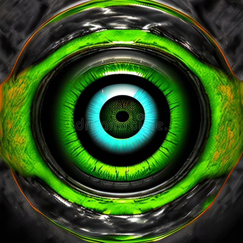 Drawing of the Human Eye in a Surrealistic Green Design Ai Generated ...