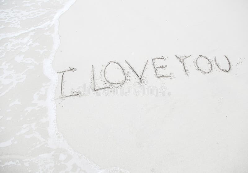 Drawing I Love You on Beach - Love Concept Stock Photo - Image of ...